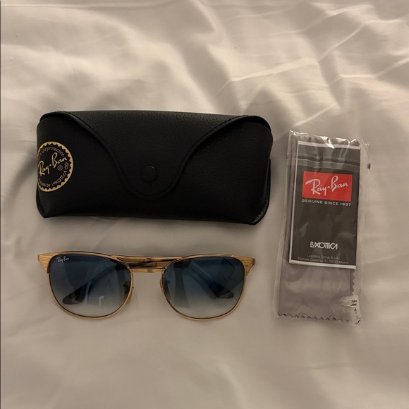 Ray-Ban | Accessories | Rayban Signet Gold Frame Sunglasses With Blue ...